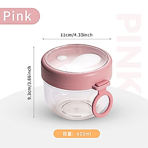 Elivonix Jars for Overnight Oats, Overnight Oats Jars with Lids and Spoon, 20oz Oatmeal Cups Jars with Lids, 2 Pack Plastic Yogurt Jars Containers for Overnight Oats