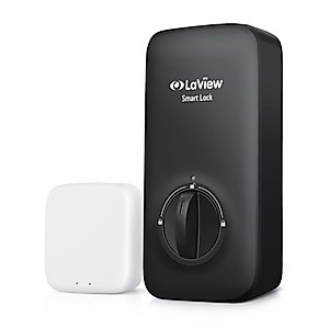 LaView Smart Lock + Connect Wi-Fi Bridge, Enabled Connect WiFi & Bluetooth Smart Door Lock, Wireless & Keyless Entry Door Lock, Fits Your Existing Deadbolt, Compatible with Alexa & Google Assistant