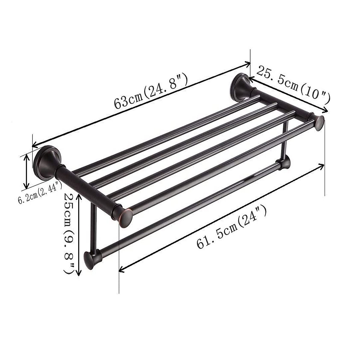 Towel Rails Solid Brass Towel Rack with Bar for Bathroom Shelf Wall Mounted, Oil Rubbed Bronze, 61.5 cm/Toilet Brush Set (Color : Toilet Brush Set) (Towel Shelf b)