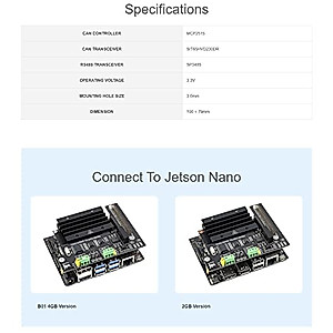 Coolwell RS485 CAN Expansion Board for Jetson Nano, Isolation Circuit Design, Onboard TVS, Built-in Protection Circuit
