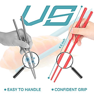 Chopsticks,LIANGKEN 5 Pairs Dishwasher Safe Fiberglass Chopsticks Set,9.5 Inch Reusable Japanese Chinese Chopsticks , Non-Slip, Easy to Use (colorful ) (9.5 inch, colorful)