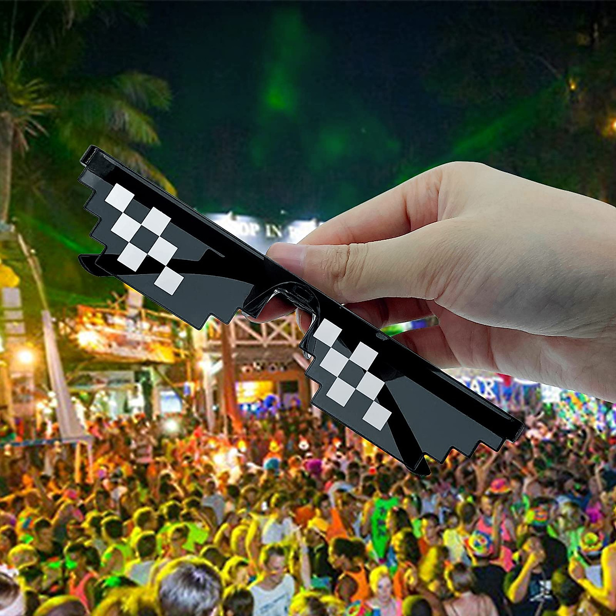 Lorigun Thug Life Sunglasses Pixelated Mosaic Glasses Party Glasses MLG Shades (12 Pixels)