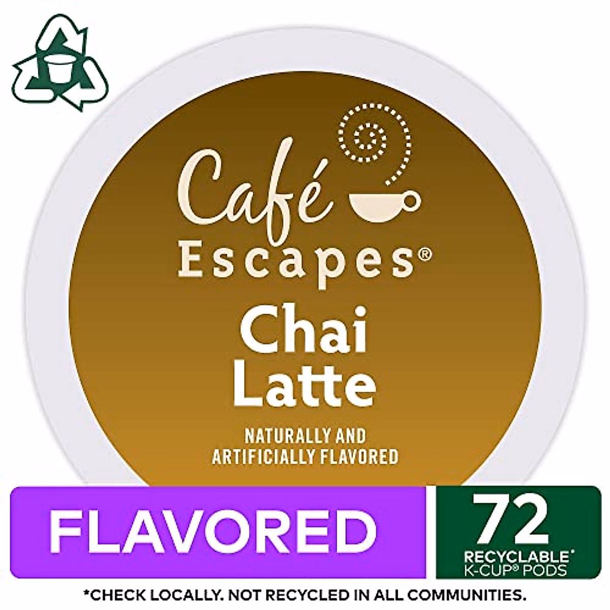 Café Escapes Chai Latte, Single-Serve Keurig K-Cup Pods, 12 Count (Pack of 6)