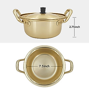 SSHAN Korean Ramen Pot with Lid - Light Weight Ramen Cooker Pot, Korean Cookware Noodle Pot Fast Heating for Kitchen Cookware, Easy Light Stockpot Soup Pot, Healthy, Sturdy, & Dishwasher Safe (16cm)