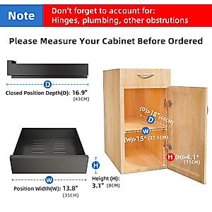 Pull Out Cabinet Organizer Fixed With Adhesive Nano Film, Heavy Duty Storage and Drawer Organization Slide Out Pantry Shelves Sliding Drawer Pantry Shelf for Kitchen13.8" W x 16.9"D x 3.1"H(1PC)