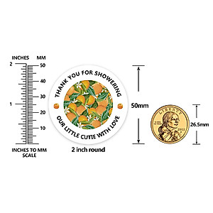 80 Little Cutie Thank You Stickers, Baby Shower Thank You Stickers, Summer Citrus Botanical Clementine Orange Baby Shower Decorations(2 Inch)