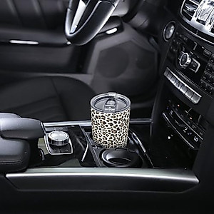 20oz Tumbler Classic Leopard Prints Double Wall Vacuum Insulated Coffee Mug with Lid and Metal Straw Brush Reusable Stainless Steel Water Bottle Travel Cup Gifts for Car Ice Drinks Hot Beverage