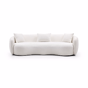 SSC SATISUNCASA 93.6'' Modern Boucle Curved Sofa for Living Room, Luxury Modern Comfy Curved Couch for Apartment, Reception Place, 4 Seater (White Boucle + 93.6" w)