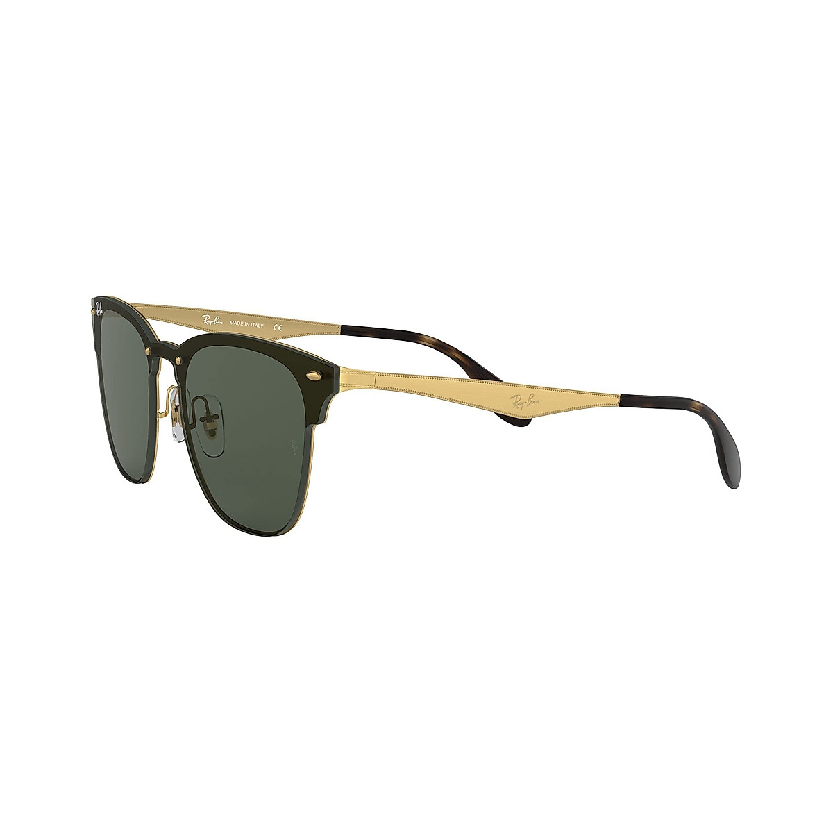 Ray-Ban RB3576N Blaze Clubmaster Square Sunglasses, Brushed Gold/Dark Green, 47 mm