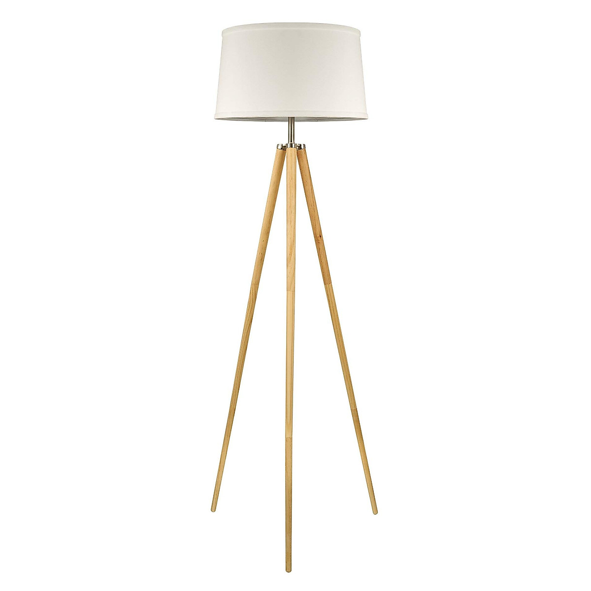 Kira Home Grace 60.5" Mid Century Modern Tripod LED Floor Lamp + Energy Efficient 9W Bulb, Wooden Tripod Legs + White Shade