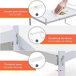 KOMOHOM Expandable Cabinet Organizer 16"~26", Kitchen Shelf Organizer Spice Rack 11” wide, Cupboard Organizers And Storage Shelves, Kitchen Counter Organizers, Countertop Cabinets Small Pantry Shelf