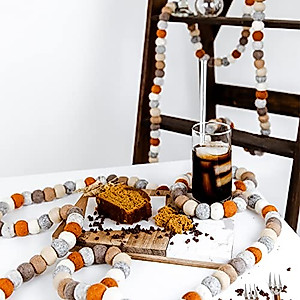 Peachy Party Easter Pom Pom Garland - Colorful Felt Ball Garland - 9 Ft Wool Felt Garland Decorations - Easter Felt Wool Garland, Wool Garland Christmas for Tree - Felt Ball Playroom Garland (Rustic)