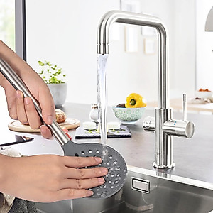 Fashionwu Silicone Cooking Utensil Set, 13 Pcs Nonstick Heat Resistant Silicone Cookware Set with Storage Bucket, Stainless Steel Handle Kitchen Utensil Set, Gray