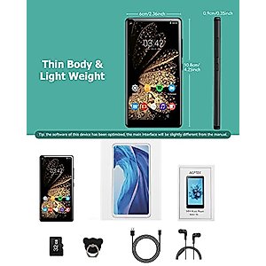 AGPTEK 40GB MP3 Player with Bluetooth and WiFi, 4" Full Touch Screen MP4 Player with Spotify, Android Online Music Player with Speaker, FM Radio, Expandable Up to 32GB