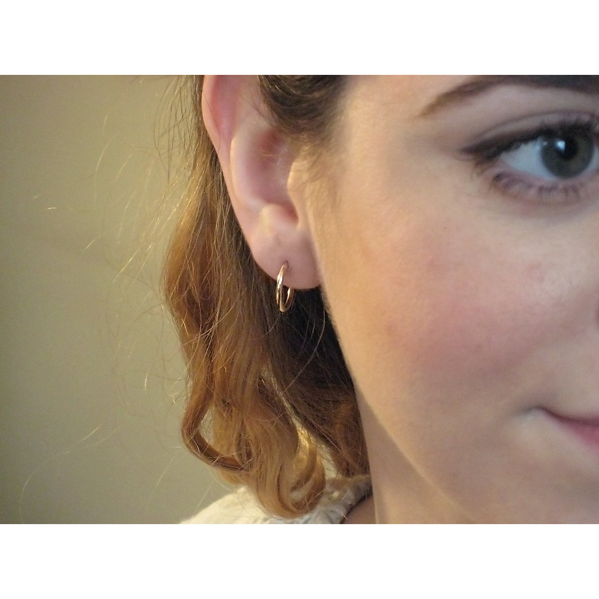 Small 14k Yellow Gold Continuous Endless Hoop Earrings, (1.5mm Tube) (Half inch - 13mm)