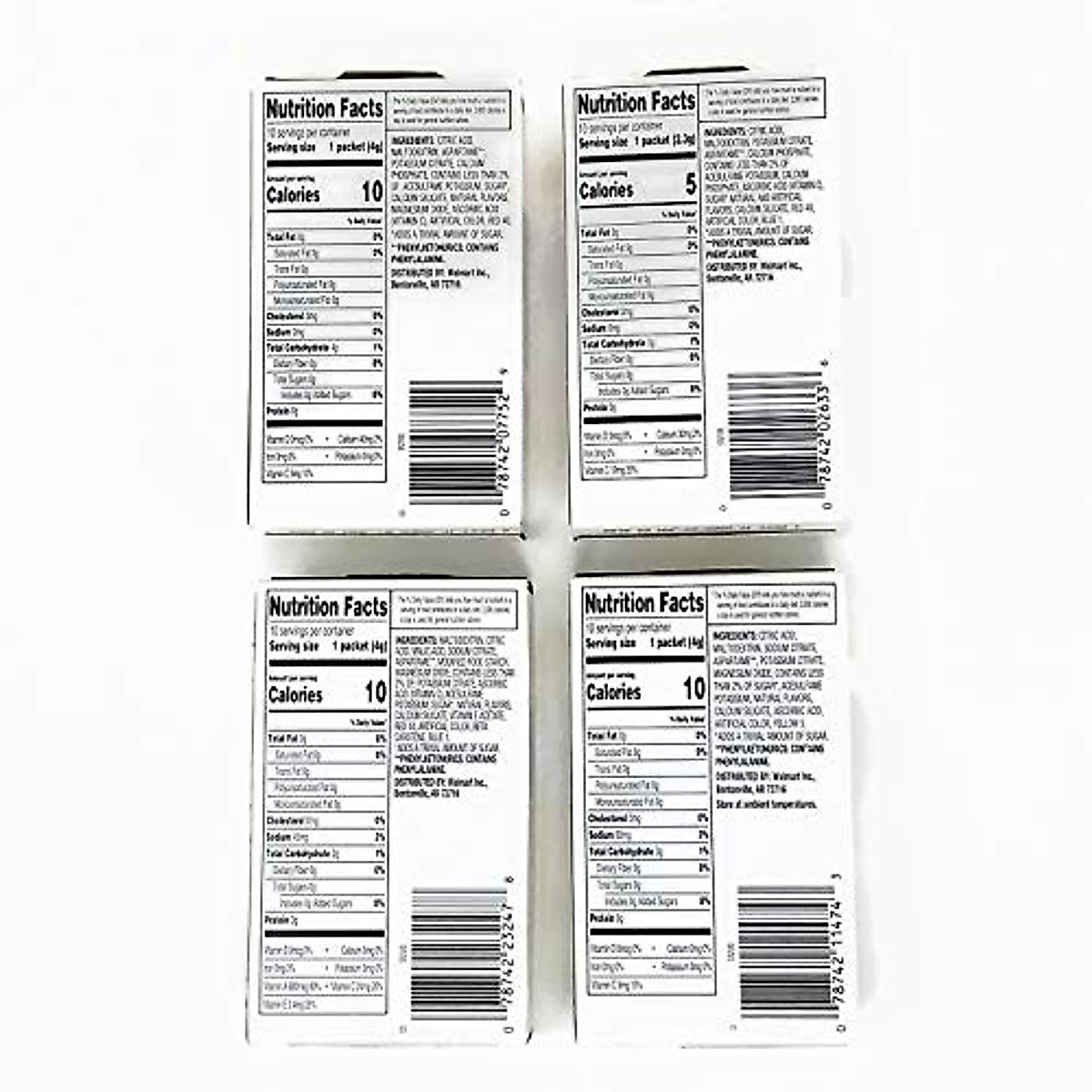 Great Value Low Calorie Sugar-Free Drink Mixes Variety Fruit Flavor (Lemonade Variety, 4-Pack)