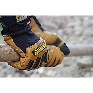 Ironclad Ranchworx Work Gloves RWG2, Premier Leather Work Glove, Performance Fit, Durable, Machine Washable, (1 Pair), RWG2-04-L,Brown/Black