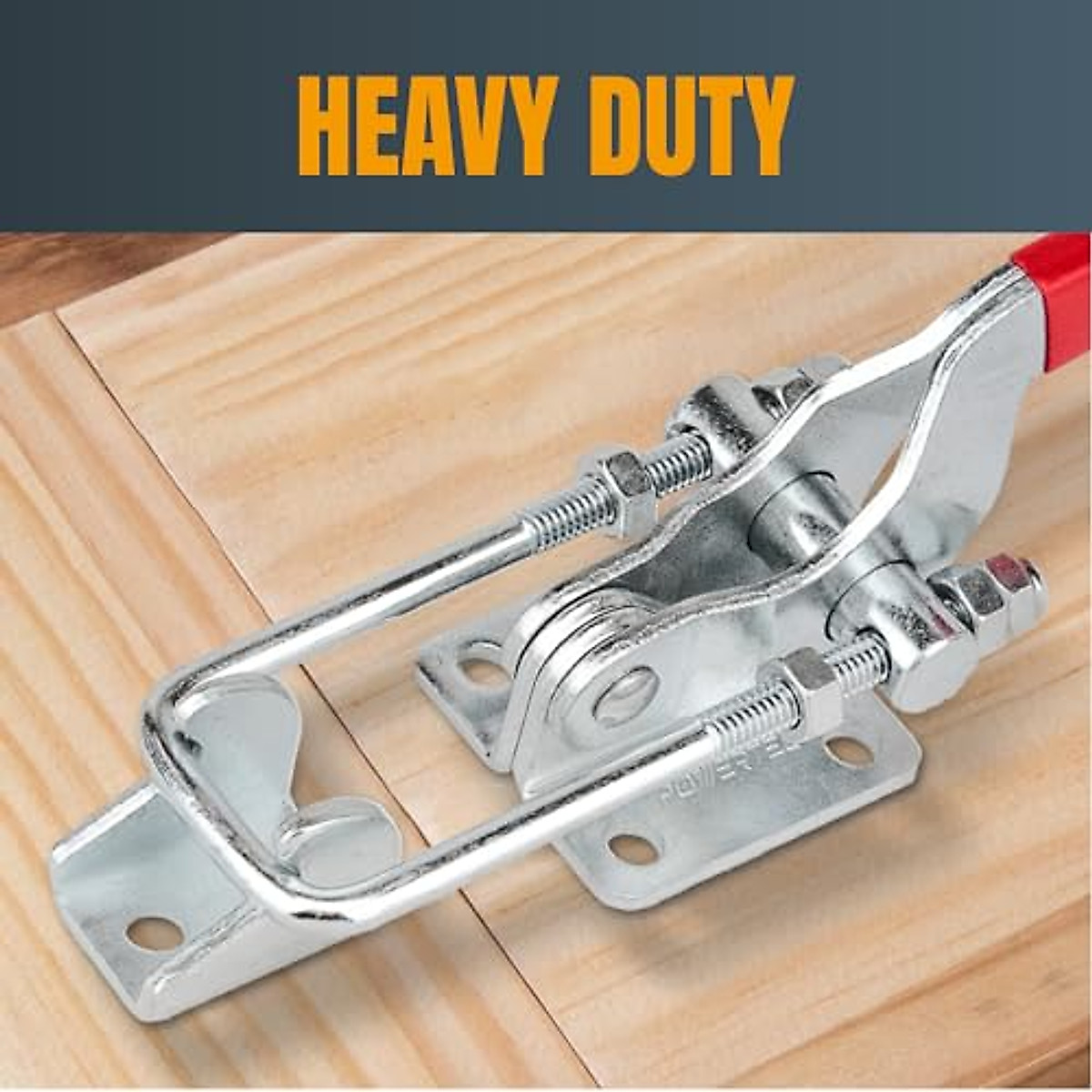 POWERTEC 2PK Toggle Clamp, 1000 lbs Holding Capacity, 334 Adjustable U Bolt Latch w/Antislip Hand Grip for Woodworking Jigs & Fixtures, Smoker, Tire Carrier, Tool Box, Cabinet (20309-P2)