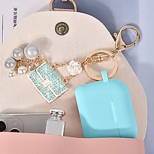 Case for Airpods Pro 2nd Generation - VISOOM Bling Airpods Pro 2 Cases Cover Women Silicone iPods Pro 2 Earbuds Wireless Charging Case Girl Glitter Keychain for Apple Airpod Gen Pro 2 Blue