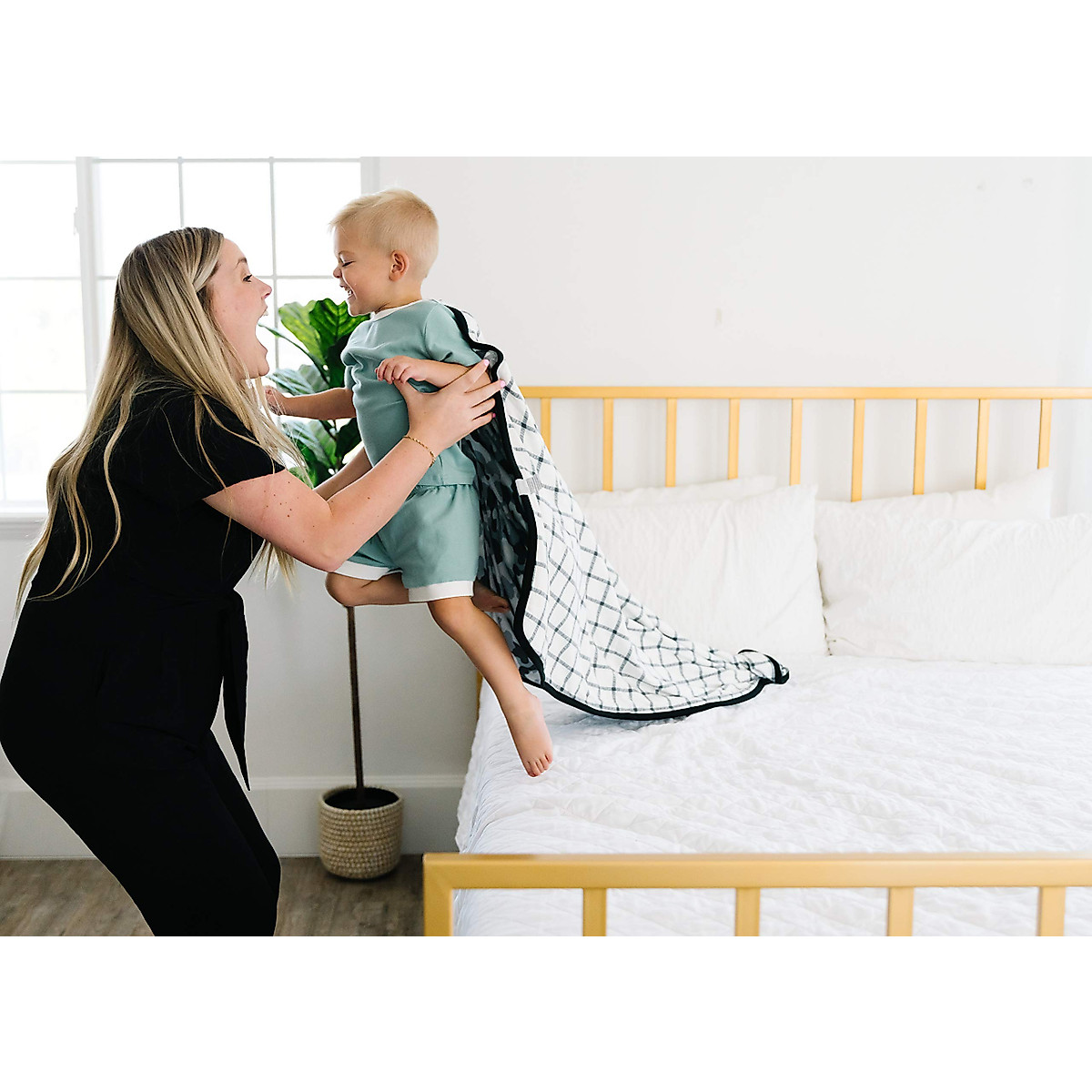 Large Premium Knit Baby 3 Layer Stretchy Quilt Blanket"Gunnar" by Copper Pearl