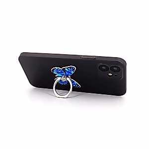 LaMignonne Butterfly Cell Phone Ring Holder Finger Ring Grip Stand 360° Rotation 180° Flip Universal Kickstand Compatible with All Smartphones (Blue)