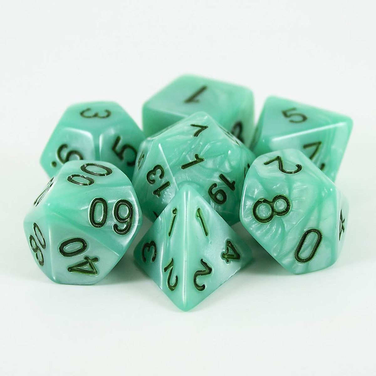 Turquoise Pearl RPG Dice - Full Polyhedral Set - 'Aqua'