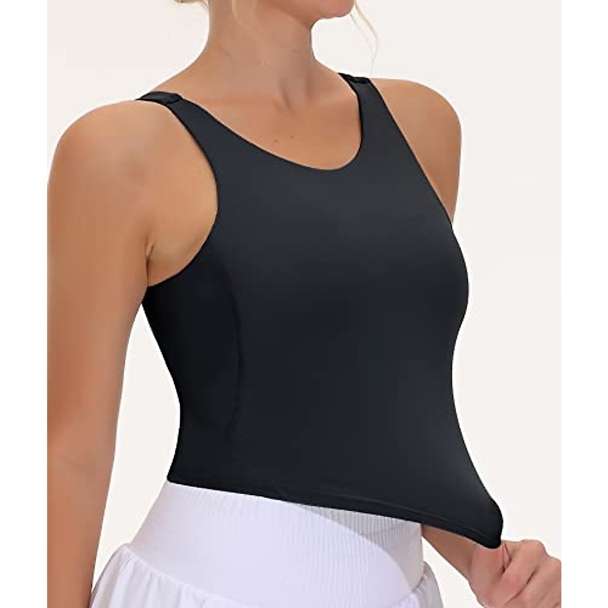 THE GYM PEOPLE Women's Sports Bra Sleeveless Workout Tank Tops Running Yoga Cropped Tops with Removable Padded Black