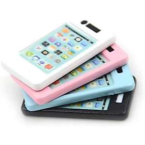 Welecom 7Pcs Dollhouse Mini Mobiles Phones Scene Miniatures Cell Phones Metal Simulation Cellular Phone Doll Phones Telephones Model Play Scene DIY 1/12 1/6 Scale Dolls House Decor Kid Pretend Toys