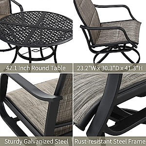 PatioFestival Patio Dining Set 5 Pieces Outdoor Furniture Sets Swivel Rocker Chairs Metal Round Table with All Weather Frame (5Pcs, Grey)