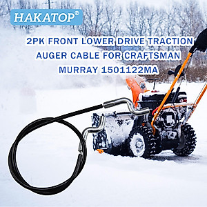 2PK Front Lower Drive Traction Auger Cable Used on Craftsman Snowblower Replaces Murray 1501122MA 313449MA