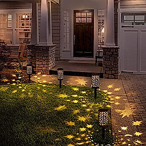 GIGALUMI 6 Pack Solar Lights Outdoor Hanging Lanterns, Metal Star Moon Lantern Lights Decorative with Stakes, Patio Decor Lanterns Outdoor Waterproof for Garden, Yard, Tree, Pathways (Warm White)