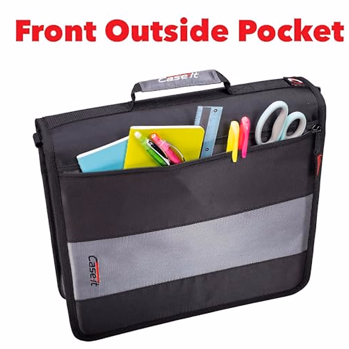 Case-It The Classic Zipper Binder - 2 Inch O-Rings - Multiple Pockets - 350 Sheet Capacity - Comes with Shoulder Strap - Midnight Blue D-251 (6 Pack)