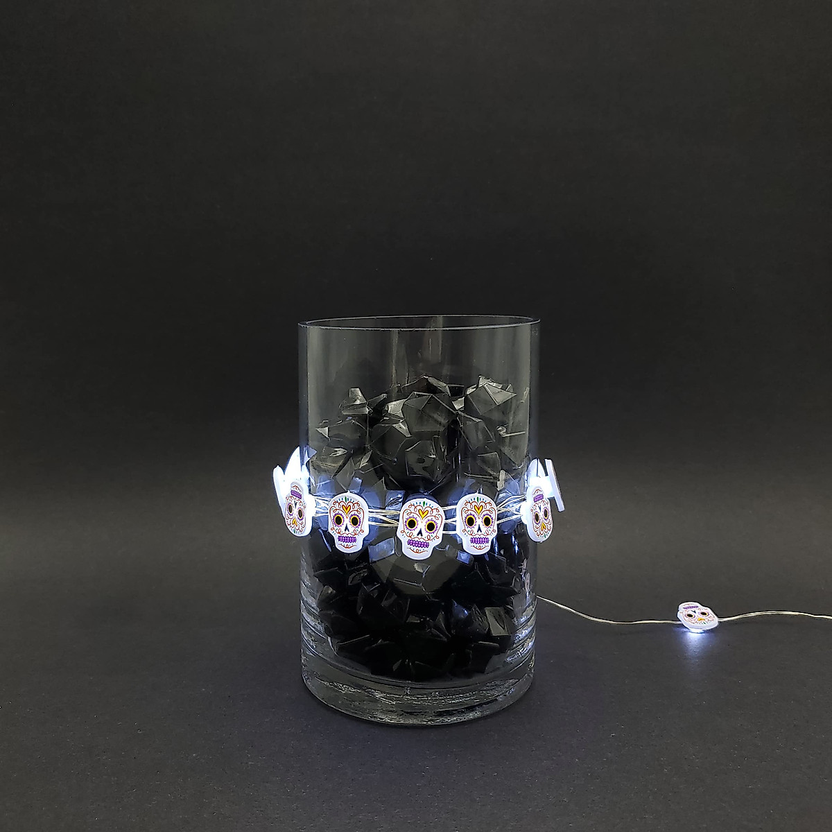 LumaBase Battery Operated LED Fairy String Lights with Sugar Skull Motif - Set of 2