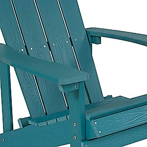 Flash Furniture Charlestown Commercial Grade Indoor/Outdoor Adirondack Chair, Weather Resistant Durable Poly Resin Deck and Patio Seating, Sea Foam