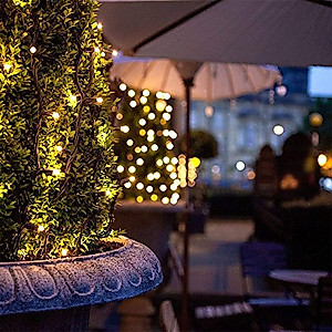 4 Pack- Battery Operated Outdoor Christmas Tree String Lights with 50 Warm White LEDs on 16.5ft/5m of Dark Green Cable,Ambiance Lighting for Bedroom Patio Garden Gate Yard Parties Wedding Decoration