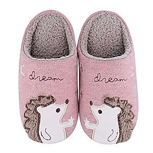Kids Animal Slippers Hedgehog House Slippers with Memory Foam for Girls and Boys Winter Indoor Shoes, Pink Size 3-4