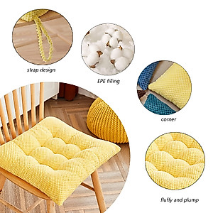 4 Pack Seat Cushion/Chair Cushion Pads with Ties Soft Comfortable Chair Cushions for Dining Room Chairs, Office Chairs, Desk Chair Cushion,C,18X18IN