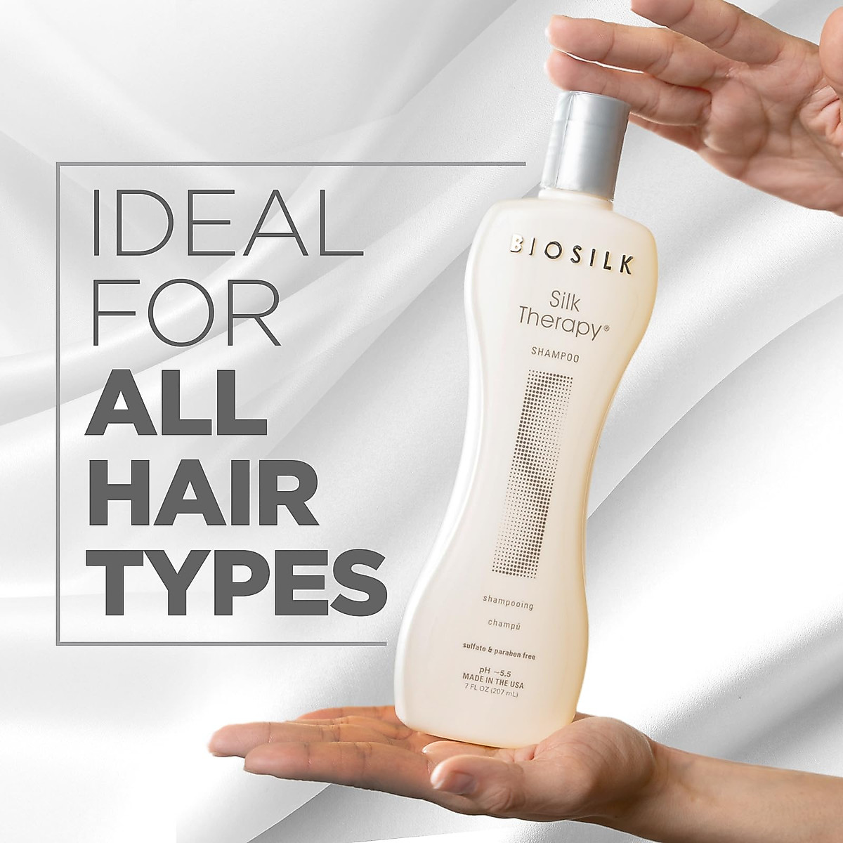 BioSilk Silk Therapy Shampoo, Gentle Hair Cleanser Delivers Healthy & Shiny Hair, Great For All Hair Types, Sulfate, Paraben & Cruelty-Free, 7 Oz