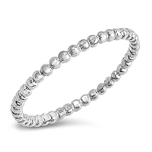Stackable Ball Bead Eternity Unique Ring New 925 Sterling Silver Band Size 3