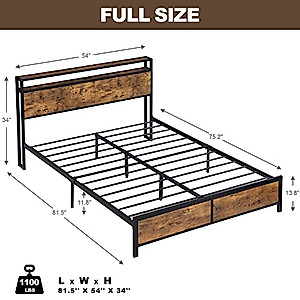 Olela Full Size Bed Frame,Metal LED Platform Bed Frame with LED Lights Headboard and Strong Slats Support,Noise-Free,No Box Spring Needed (Full)