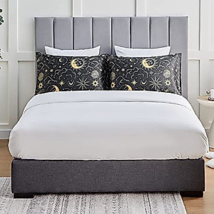 EXQ Home Satin Pillowcase for Hair and Skin Queen - Black Printed Silk Pillowcase 2 Pack 20x30 inches - Satin Pillow Cases Set of 2 with Envelope Closure, Valentines Day Gifts for Women Men