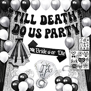 Till Death Do Us Party Bachelorette, 65 Pcs Til Death Do Us Party Bachelorette Party Decorations, Halloween Bachelorette Party Bride or Die Bachelorette Party Decorations, Til Death Wedding Decor
