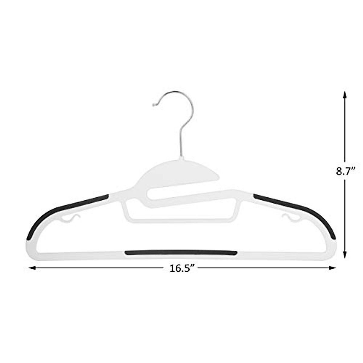 Finnhomy 50 Pack Plastic Hangers, Durable Clothes Hangers with Non-Slip Pads, Space Saving Easy Slide Organizer for Bedroom Closet, Great for Shirts, Pants, White