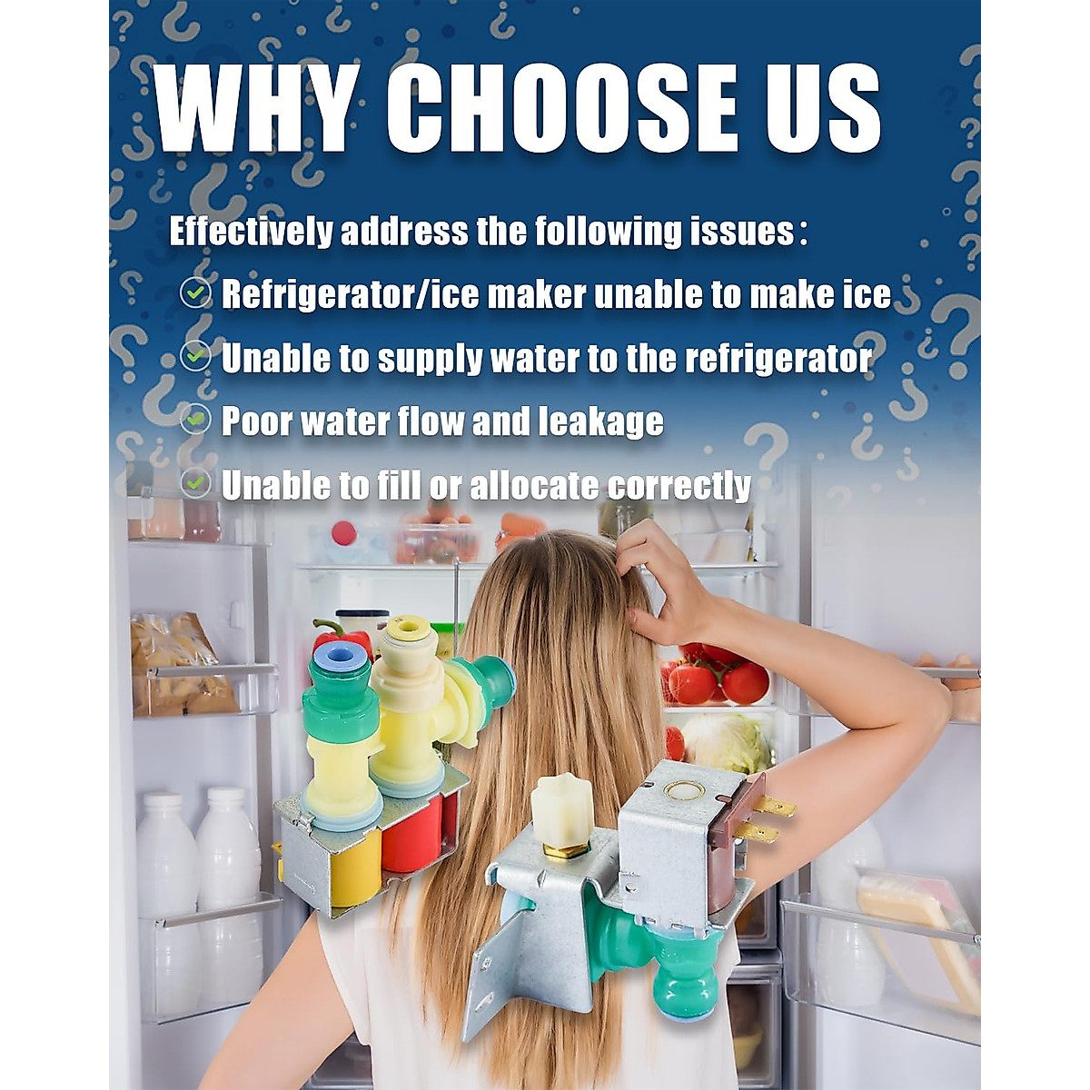 W10238100 WPW10238100 & W10341320 WPW10341320 Refrigerator Water Inlet Valve Combination Water Inlet Valve Compatible with Whirlpool/Kenmore/Kitchen-Aid Refrigerator