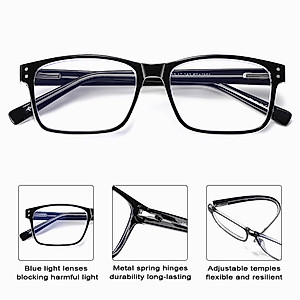 EYECEDAR 4-Pack Reading Glasses Men Blue Light Blocking Eye Glasses Metal Spring Hinges Adjustable Flexible Temples Readers for Men Women Eyeglasses 1.50