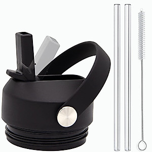 GrliTra Straw Lid for Yeti Rambler Bottle Fits 18/26/36/64 oz Bottles, Flexible Handle Straw Cap with 2 Straws and 1 Brush, Replacement Cap for Yeti 18oz 26oz 36oz 64oz Rambler Water Bottle Straw Cap