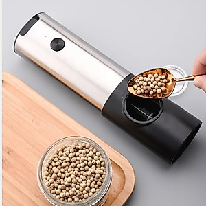 Electric Salt and Pepper Grinder Set, 2 Pepper Mills, Rechargeable With Dual Charging Base, Built-in Battery, Easy One Handed Operation, Ceramic Grinding Core, Adjustable Coarseness, White LED Light
