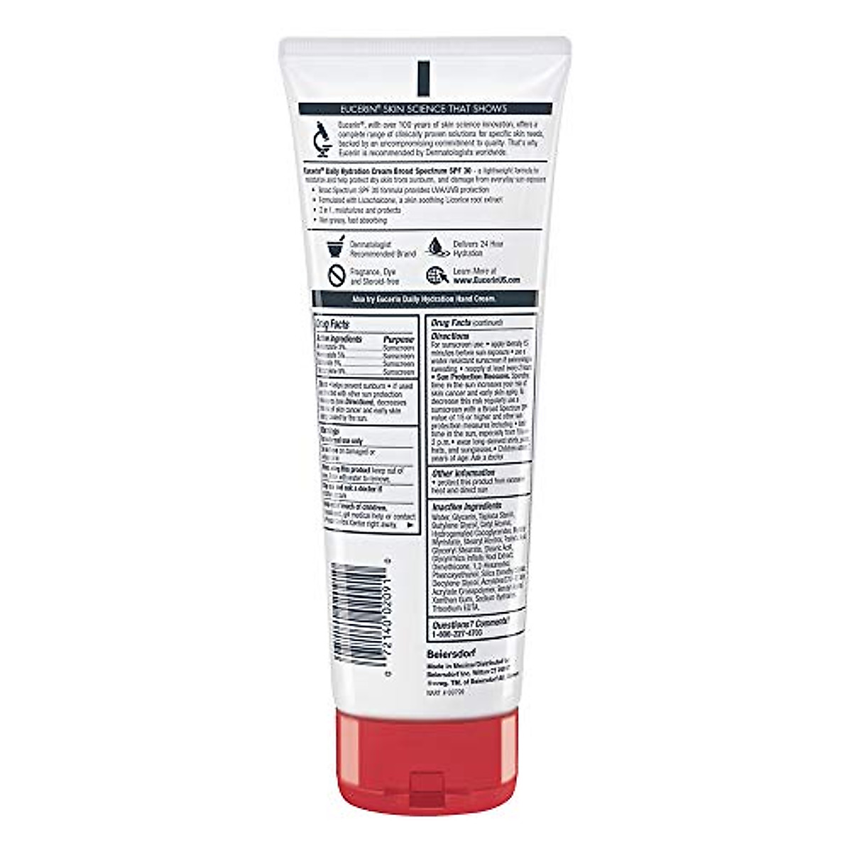 Eucerin Daily Hydration Broad Spectrum SPF 30 Sunscreen Body Cream for Dry Skin, 8 Oz Tube