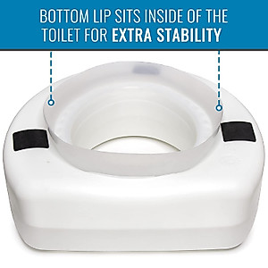 HealthSmart Raised Toilet Seat Riser That Fits Most Standard (Round) Toilet Bowls for Enhanced Comfort and Elevation with Slip Resistant Pads, FSA HSA Eligible, 15.7 x 15.2 x 6.1"