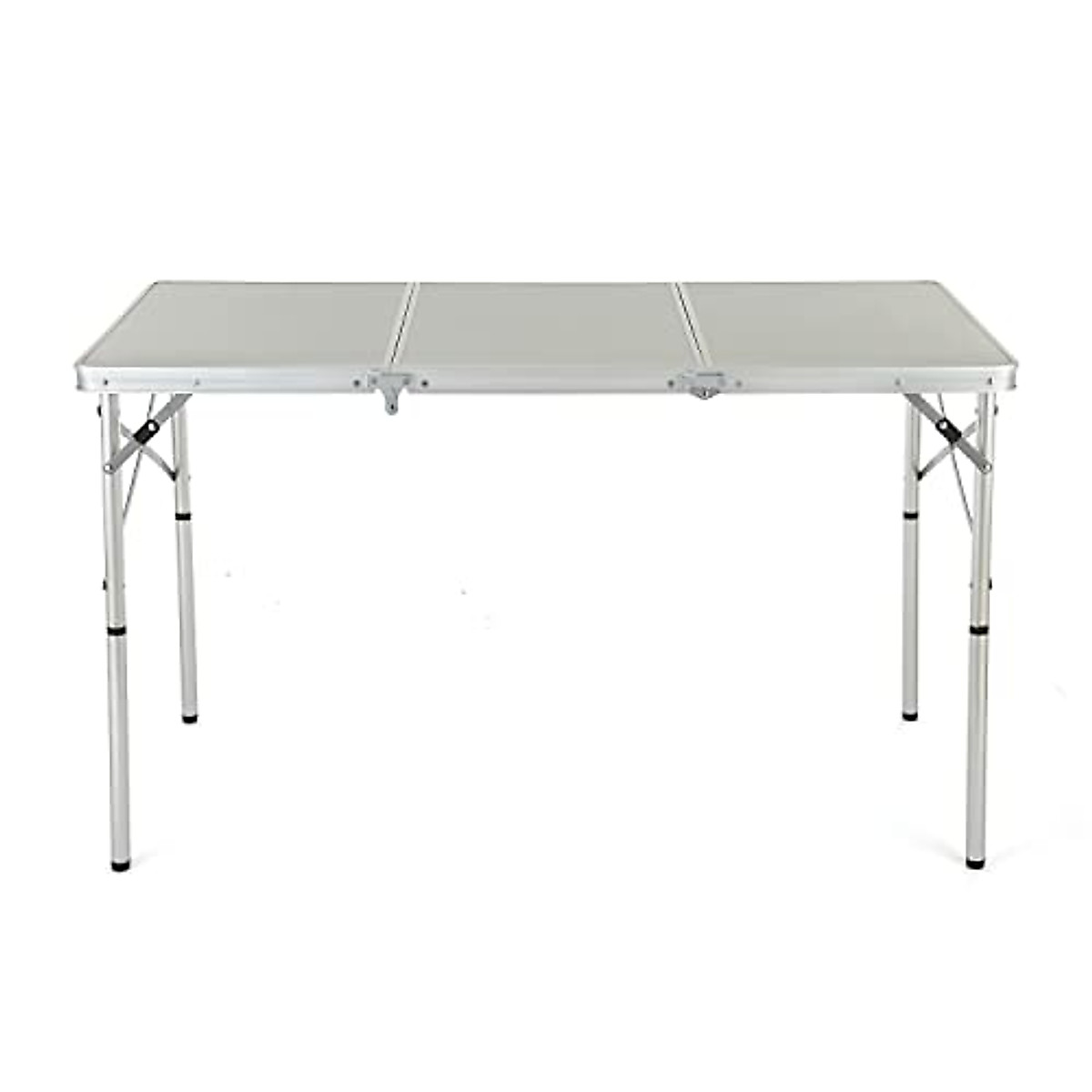 ARROWHEAD OUTDOOR 4’ ft Heavy-Duty Portable Aluminum Frame Folding Table w/Leveling Feet, Solid Tabletop Surface, 2 Adjustable Heights, Carrying Case Included, Lightweight, USA-Based Support